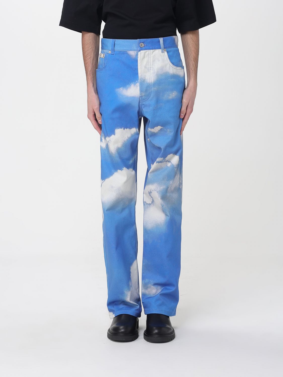 MOSCHINO Moschino Couture Printed Denim Straight Leg Jeans